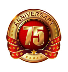75 years happy birthday best regards gold label Vector Image