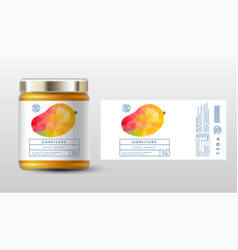 Jam mango label and packaging jar with cap Vector Image
