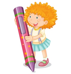 Girl with pencil Royalty Free Vector Image - VectorStock