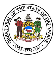 Map of delaware with seal Royalty Free Vector Image