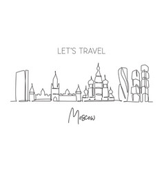 Moscow city one line drawing background Royalty Free Vector