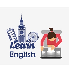 Learn english online icon Royalty Free Vector Image