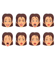 Woman expressions set Royalty Free Vector Image