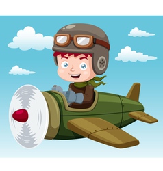 Cartoon little boy operating a plane Royalty Free Vector
