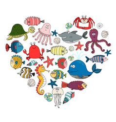 Sea set animals Royalty Free Vector Image - VectorStock