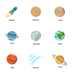 Planets icon set realistic style Royalty Free Vector Image