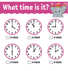Clock face cartoon educational worksheet Vector Image