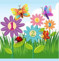 Insect math number worksheet Royalty Free Vector Image