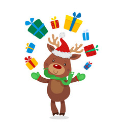 Merry christmas santa claus snowman and reindeer Vector Image