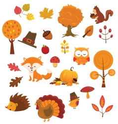 Set of elements and items that represent autumn Vector Image