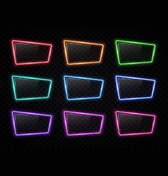 Colorful neon light frames set on dark background Vector Image