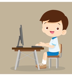 Funny employee man working with computer cartoon Vector Image