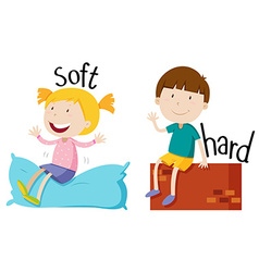 Opposite adjective with soft and hard Royalty Free Vector