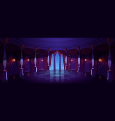 Castle ballroom at night gothic hall Royalty Free Vector