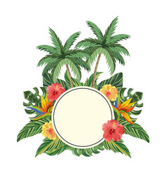Round frame from tropical plants Royalty Free Vector Image