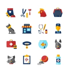 Veterinary flat icons set Royalty Free Vector Image