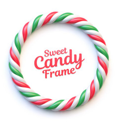 Candy cane square frame on white background Vector Image