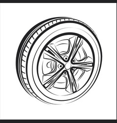 Car wheel sketch Royalty Free Vector Image - VectorStock