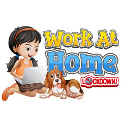 Font design for work from home with boy working Vector Image