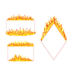 Simple fire border patterns and round frame flame Vector Image