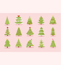 Funny collection of christmas trees Royalty Free Vector
