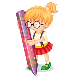 Girl with pencil Royalty Free Vector Image - VectorStock