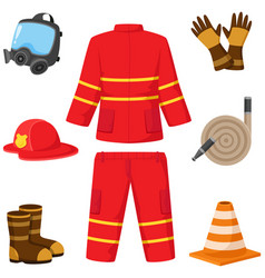 Set of firefighting elements cartoon Royalty Free Vector