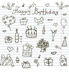 Hand drawn birthday elements set of party Vector Image