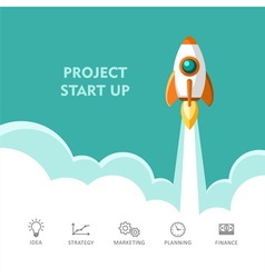 Rocket launch banner Royalty Free Vector Image