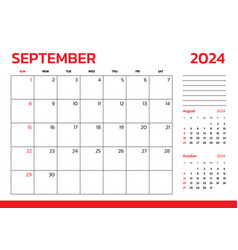 Monthly calendar template for 2024 year the week Vector Image
