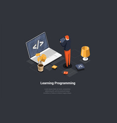 Isometric developing programming and coding Vector Image