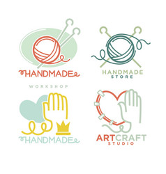 Kids creative class template promotional logo set Vector Image