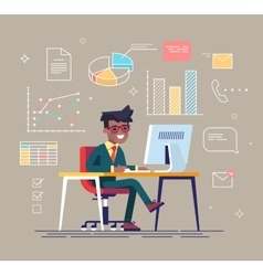 Daily routine background with working man Vector Image