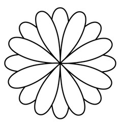 Silhouette flower with oval shaped petals Vector Image