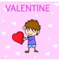 Cute stick Kids holding hearts for Valentines Day Vector Image