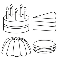 Line art black and white birthday cake Royalty Free Vector