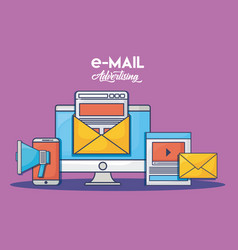 Cartoon email inbox with yellow envelope Vector Image
