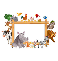 Wild animals in wooden frame Royalty Free Vector Image