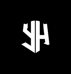 Yh monogram letter logo ribbon with shield style Vector Image