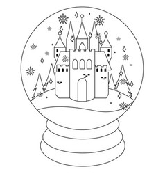 Fairy tale castle black and white coloring page Vector Image