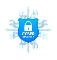 Cyber security logo with shield and check mark Vector Image
