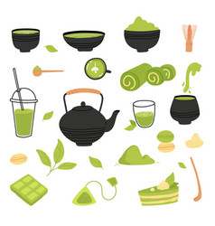 Set for making matcha tea Royalty Free Vector Image