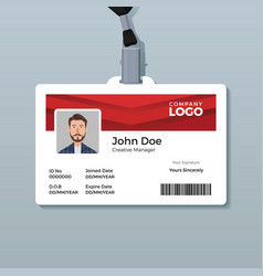 Elegant red and white id card design template Vector Image