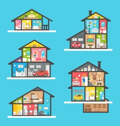 Flat design home interior side view Royalty Free Vector