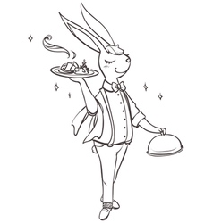 Waiter hand holds a tray over white background Vector Image