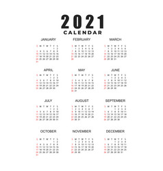 Calendar 2020 2021 week starts from monday Vector Image