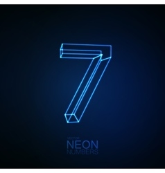 Neon city font sign number 7 signboard seven Vector Image
