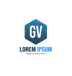 Initial gv logo template with modern frame Vector Image