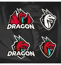 Red dragon esports logo design Royalty Free Vector Image