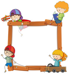 Children on whiteboard template Royalty Free Vector Image